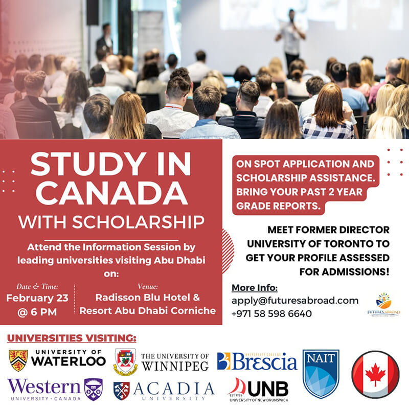 Study in Canada with Scholarship Event - Abu Dhabi - Futures Abroad ...