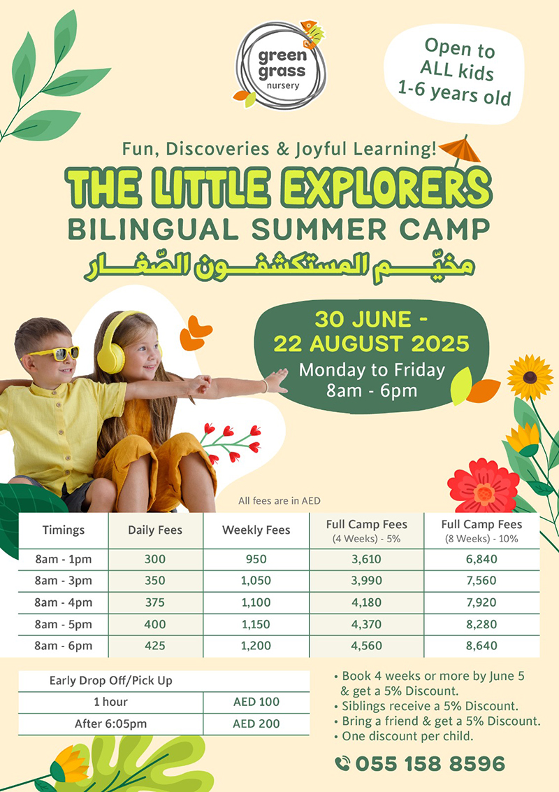 Little Explorers Bilingual Summer Camp - Green Grass Nursery - Dubai ...